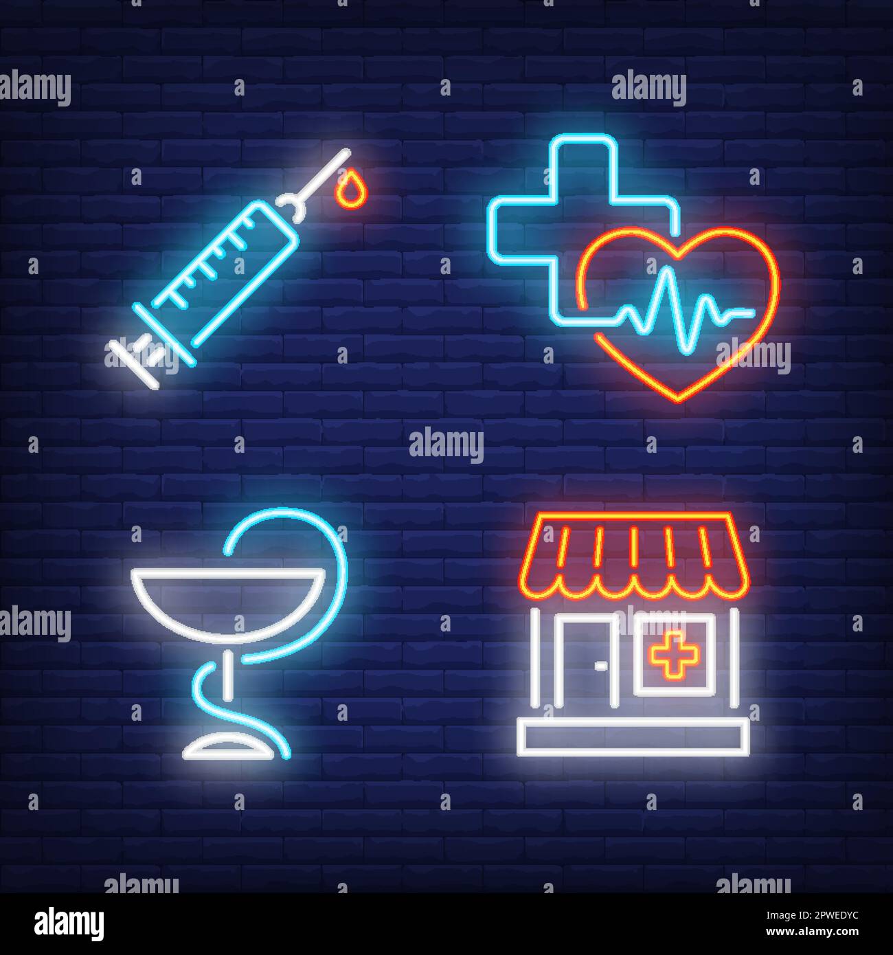 Drugstore, pharmacy symbol, syringe and cross neon signs set Stock ...