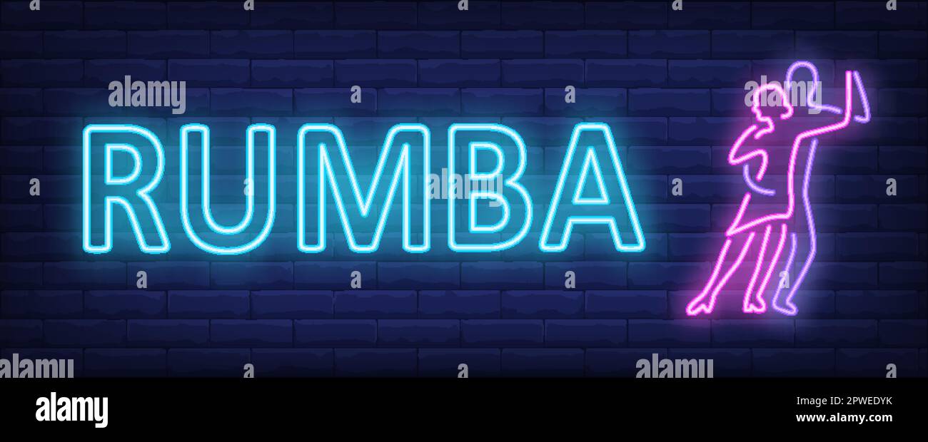 Rumba neon text with two dancers Stock Vector Image & Art - Alamy