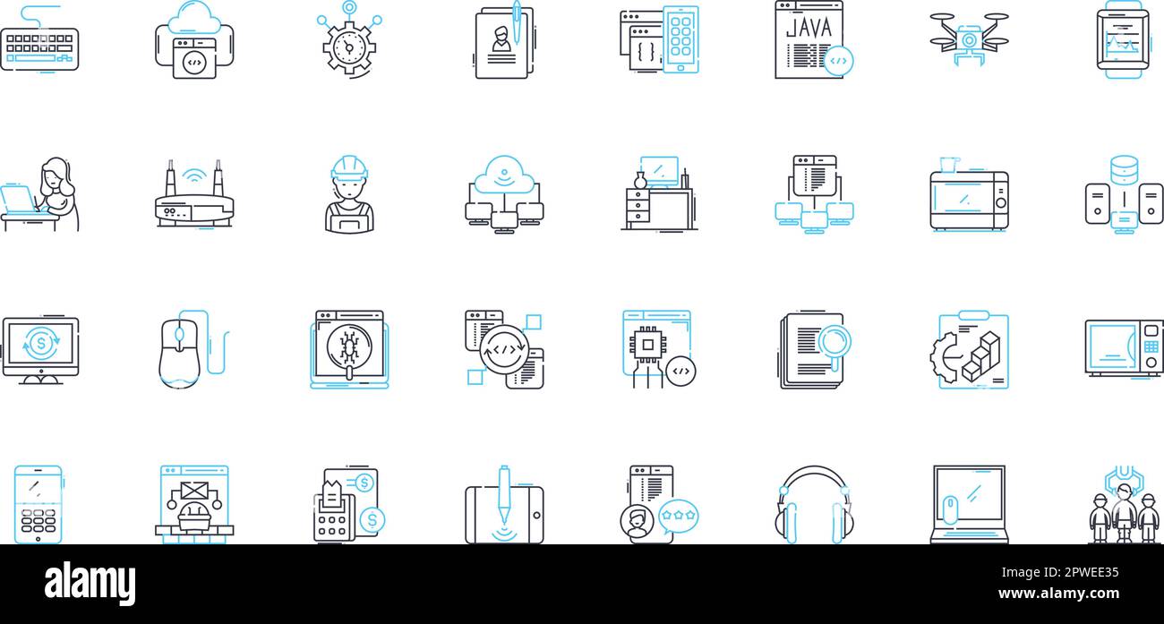Tool linear icons set. Hammer, Screwdriver, Wrench, Pliers, Saw, Drill ...