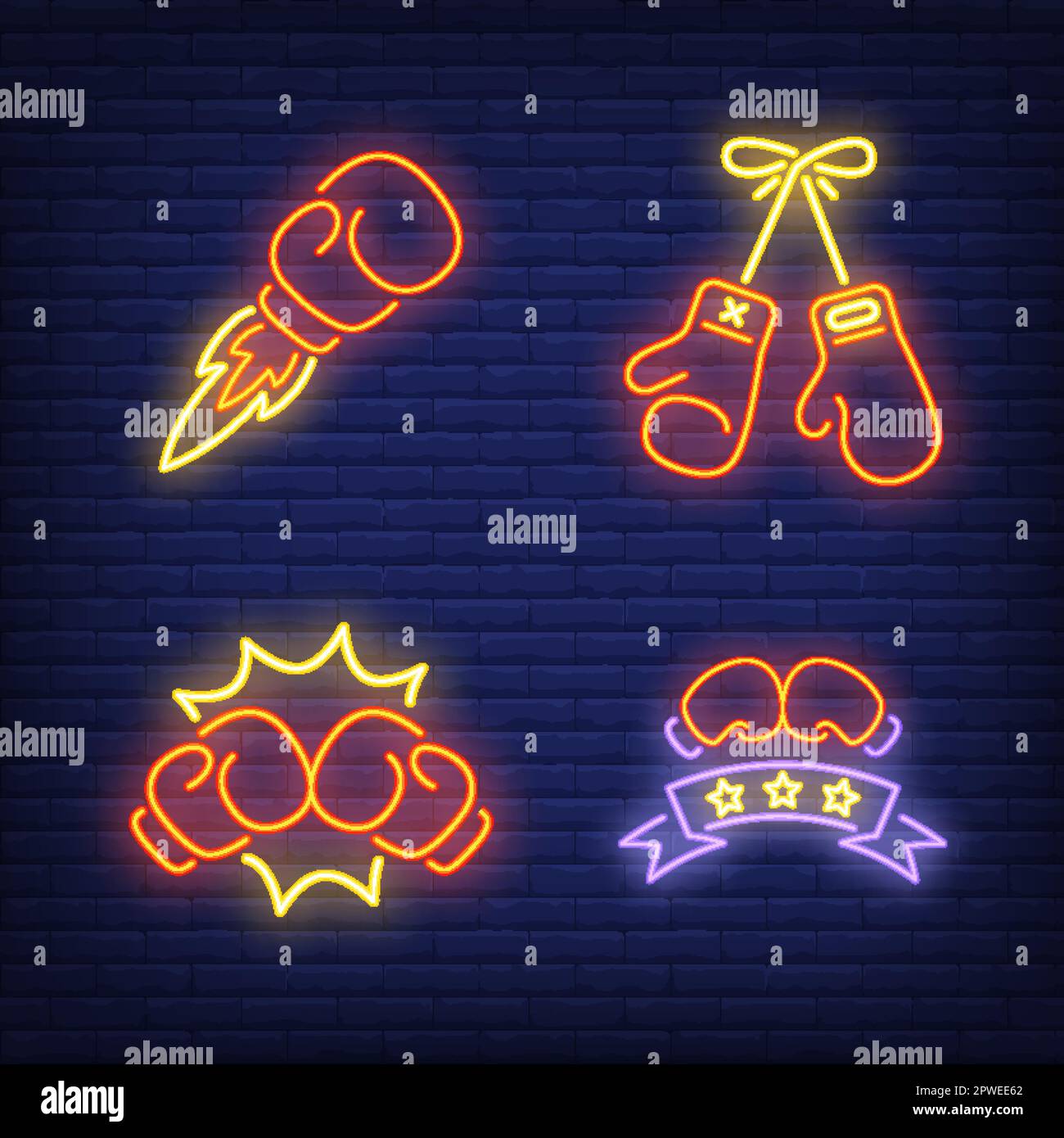 Boxing gloves neon signs set Stock Vector Image & Art - Alamy