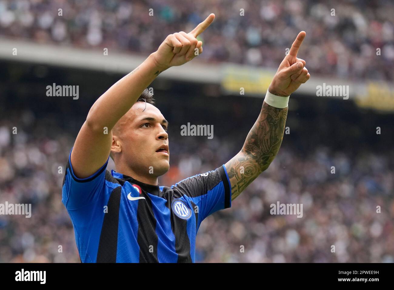 Inter Milan's Lautaro Martinez celebrates after scoring his side's ...