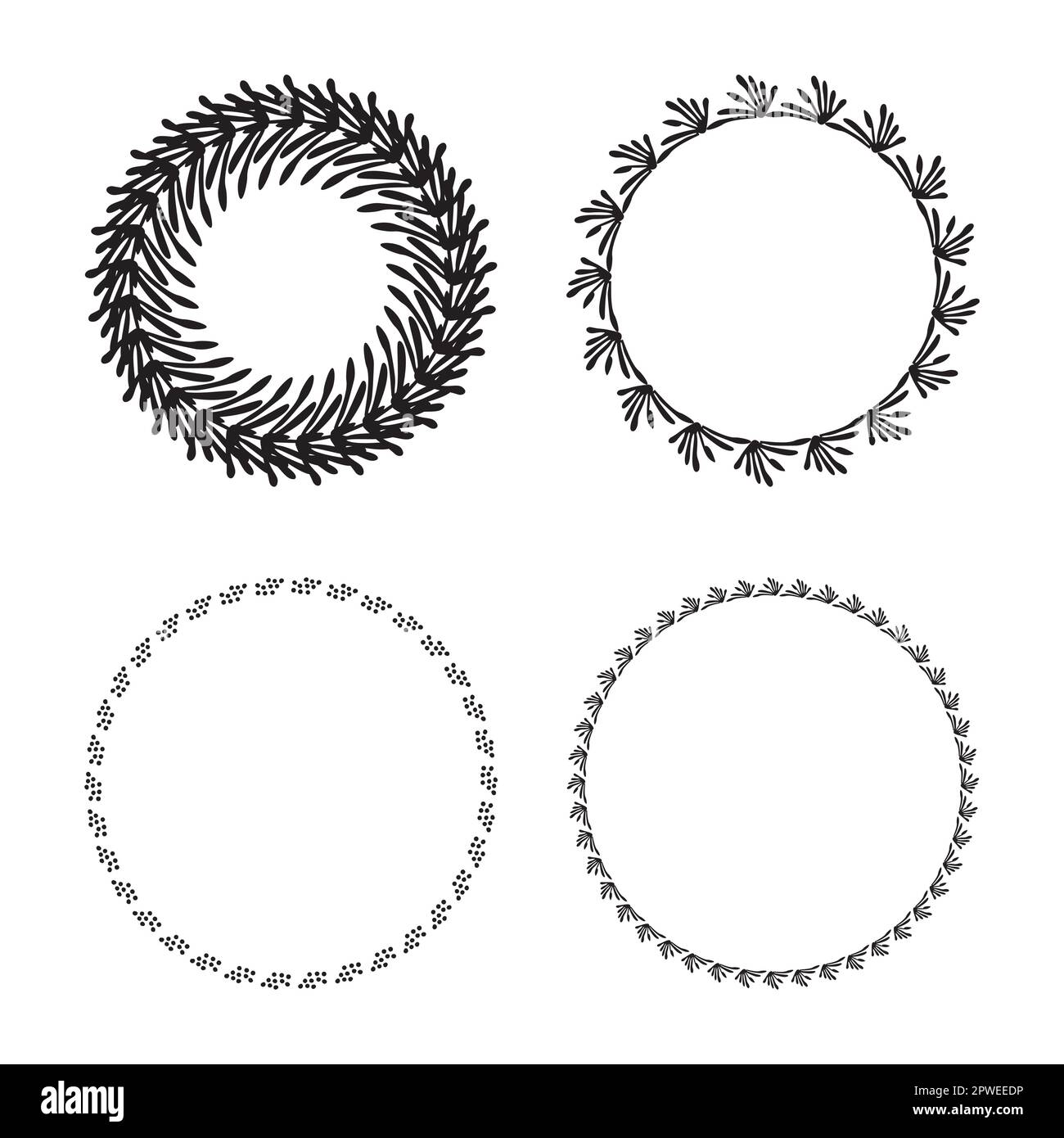 Collection of floral nordic decorative frames isolated on white ...