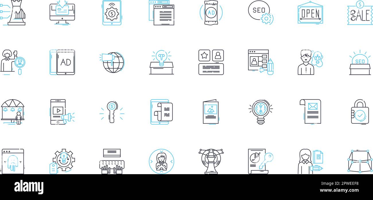 Marketing Concept Linear Icons Set Branding Advertising Sales Promotion Market Research