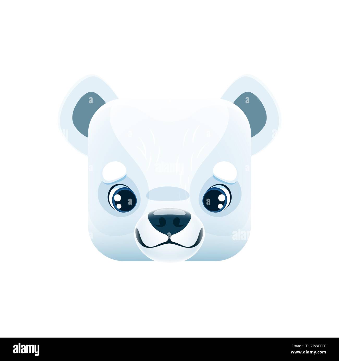 Cartoon white polar bear kawaii square animal face. Isolated vector ...
