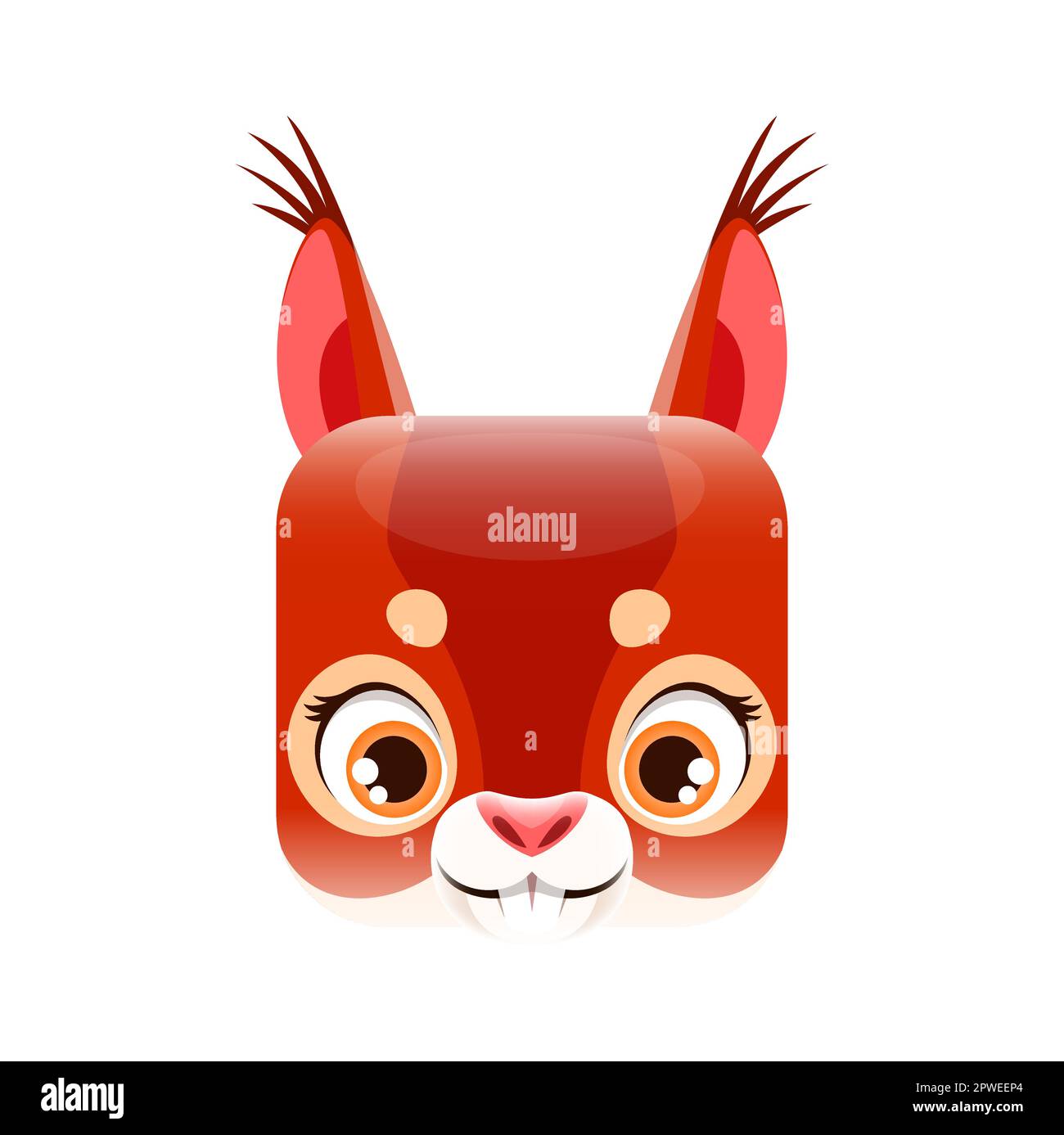 Cartoon squirrel kawaii square animal face, isolated vector forest ...