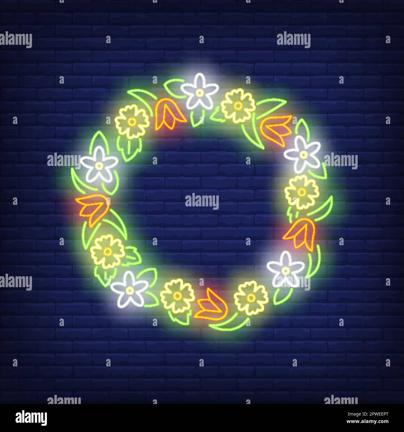 Beautiful flower wreath neon sign Stock Vector Image & Art - Alamy