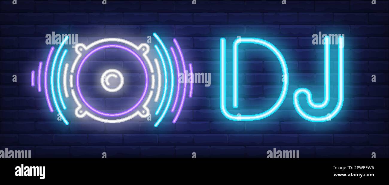 DJ neon text with audio speaker Stock Vector Image & Art - Alamy