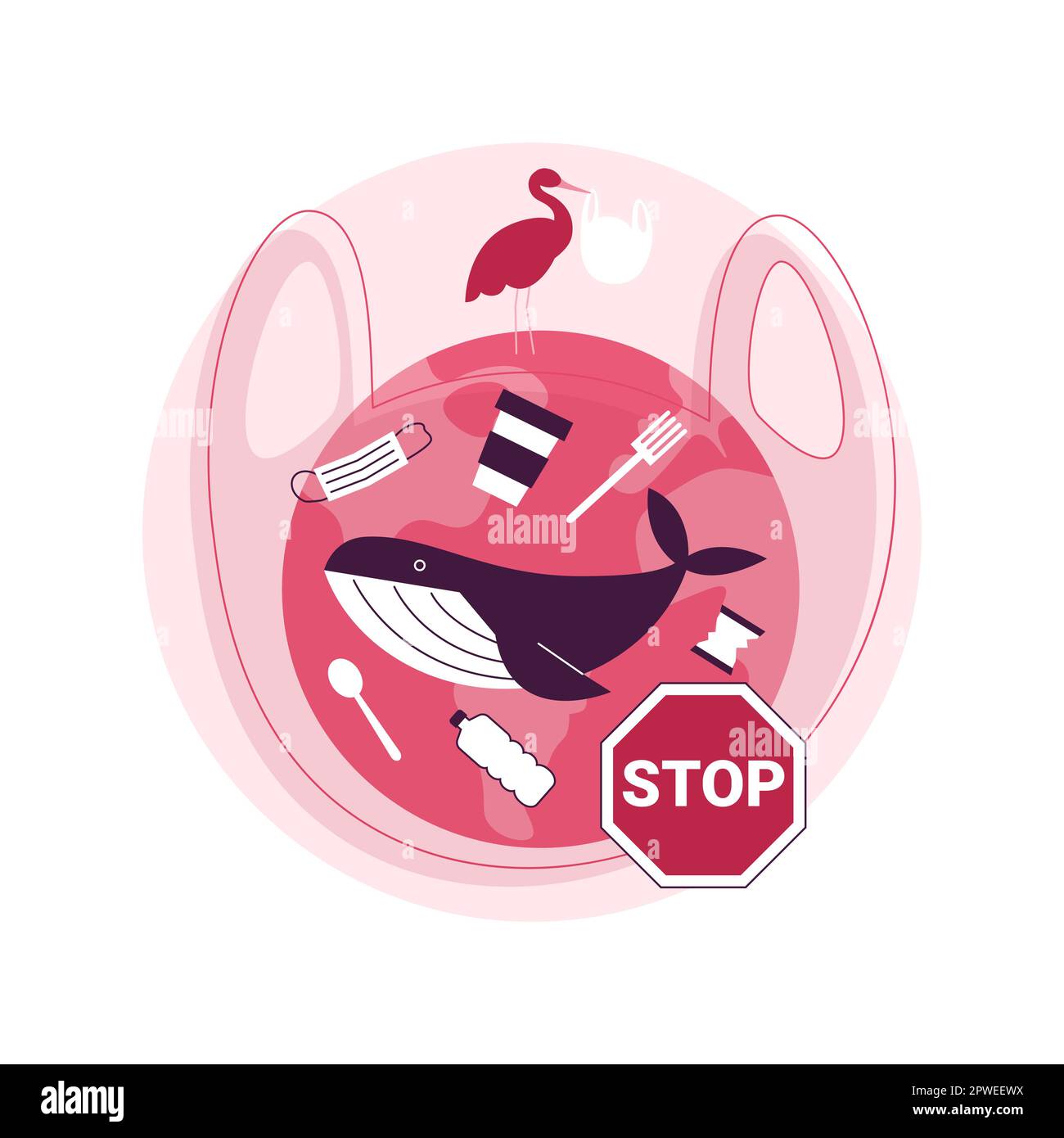 Plastic Pollution Abstract Concept Vector Illustration Plastic Ocean