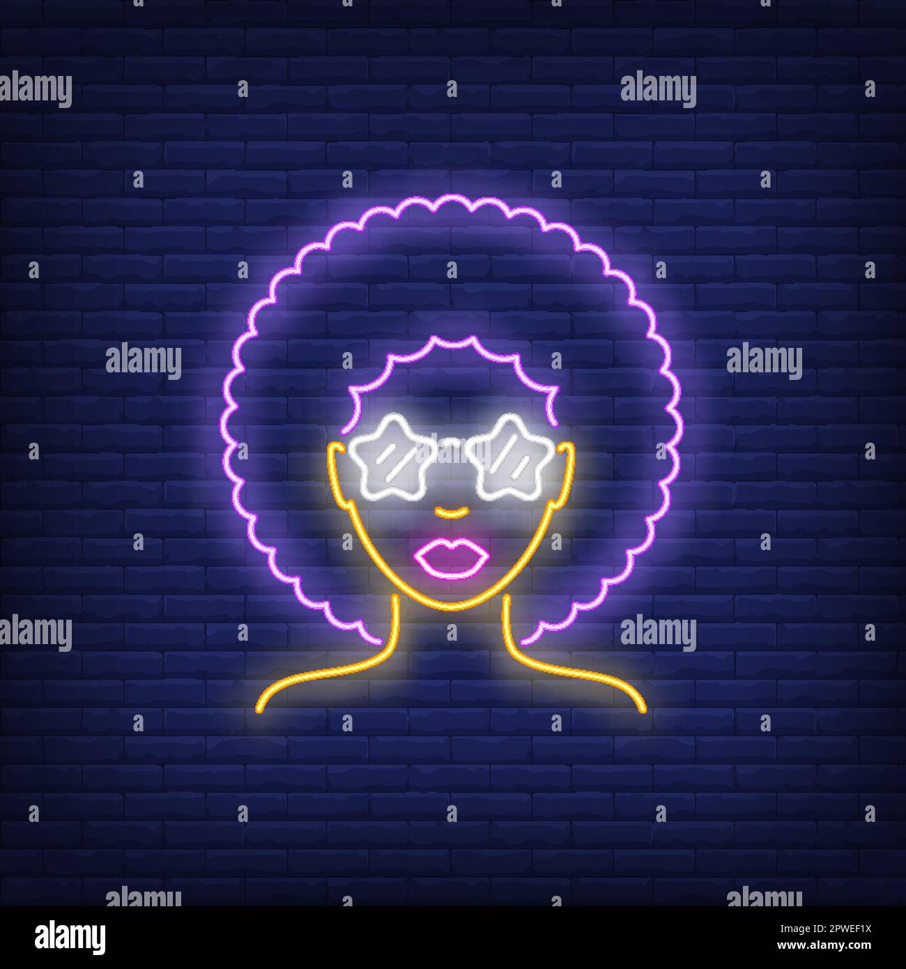 Afro retro girl neon sign Stock Vector Image & Art - Alamy
