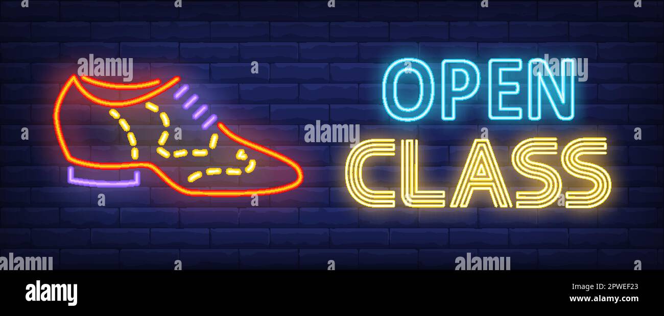 Open class neon text with tango dancing shoe Stock Vector Image & Art ...