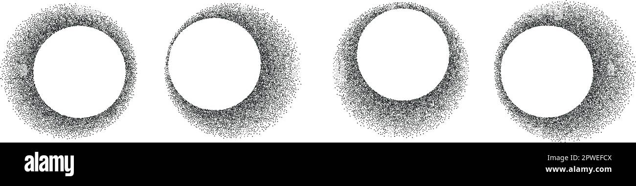 Circles with noise texture set. Stipple shadows .Grain gradient in ...