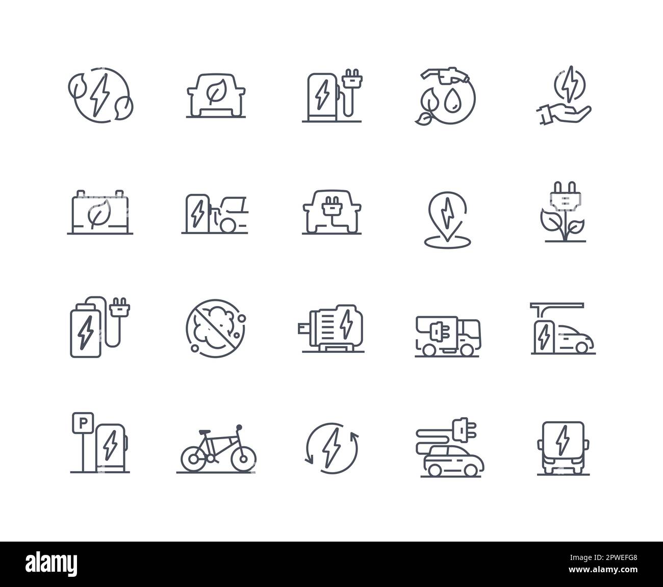 Electro car outline icons set Stock Vector Image & Art - Alamy