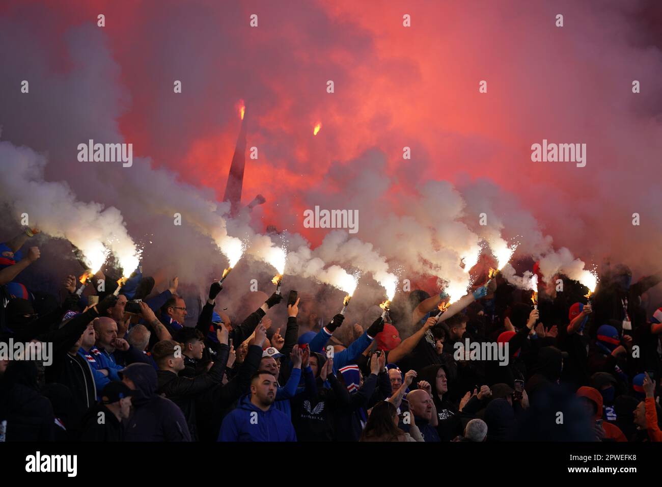 Rangers fans in the stands during the Scottish Cup semi-final match at ...