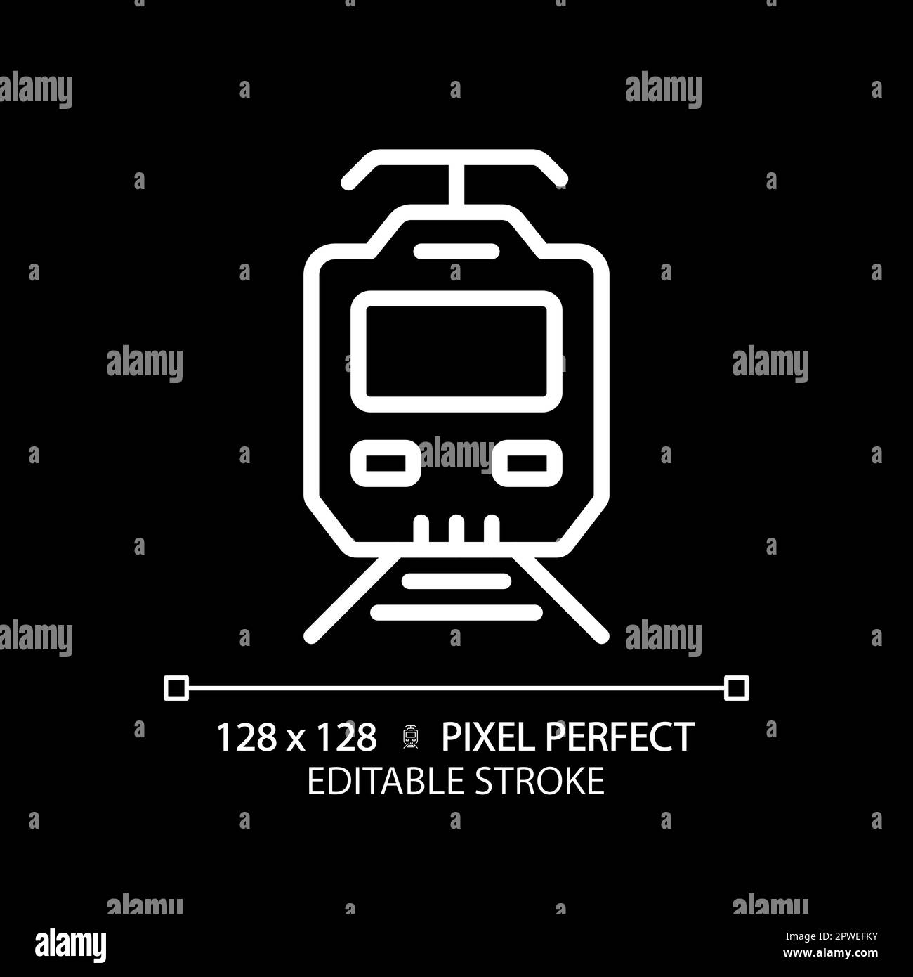Electric train pixel perfect white linear icon for dark theme Stock ...