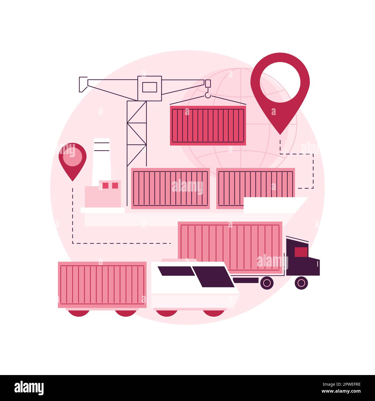 Container transportation abstract concept vector illustration ...