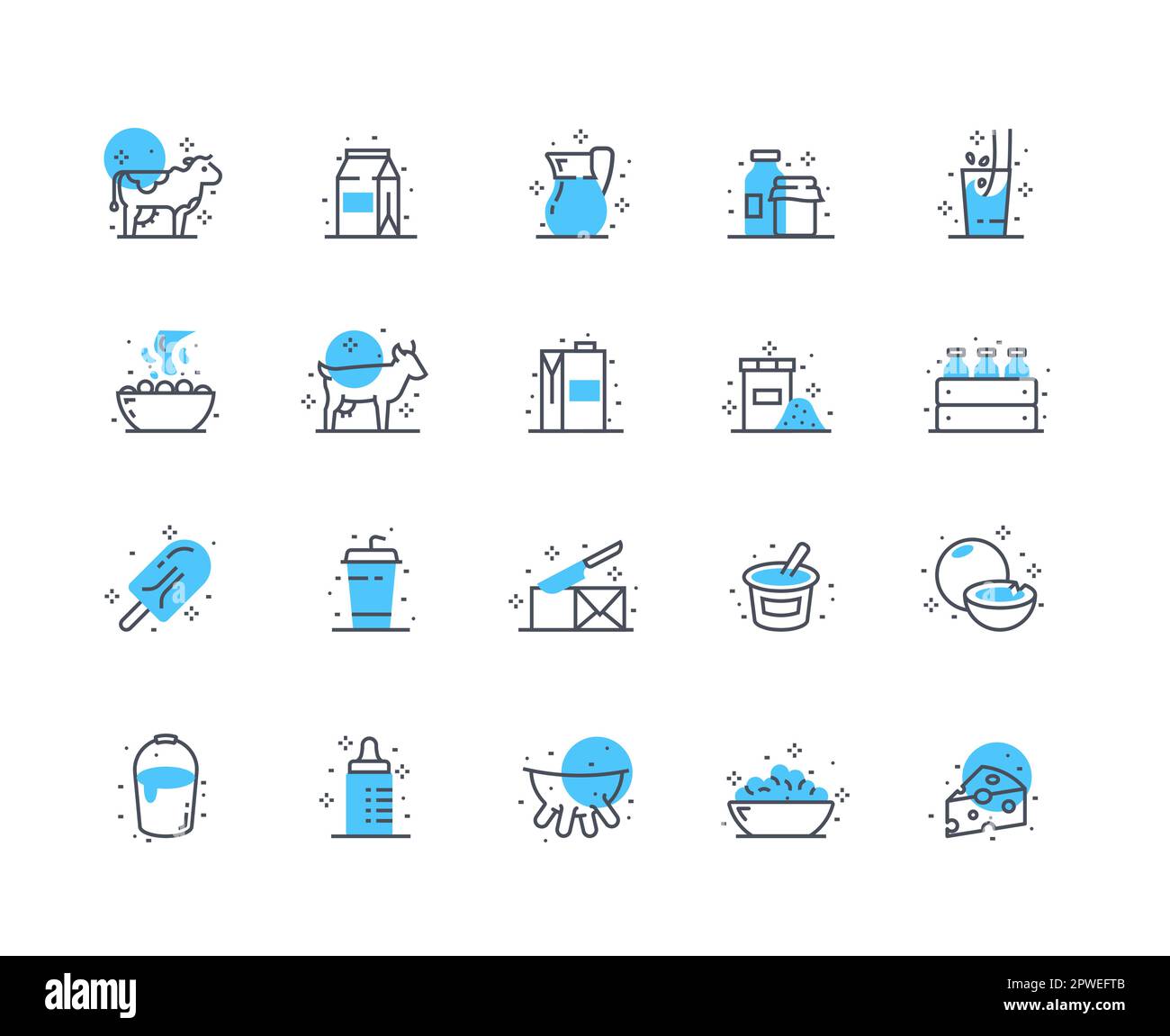 Milk icons color set Stock Vector Image & Art - Alamy