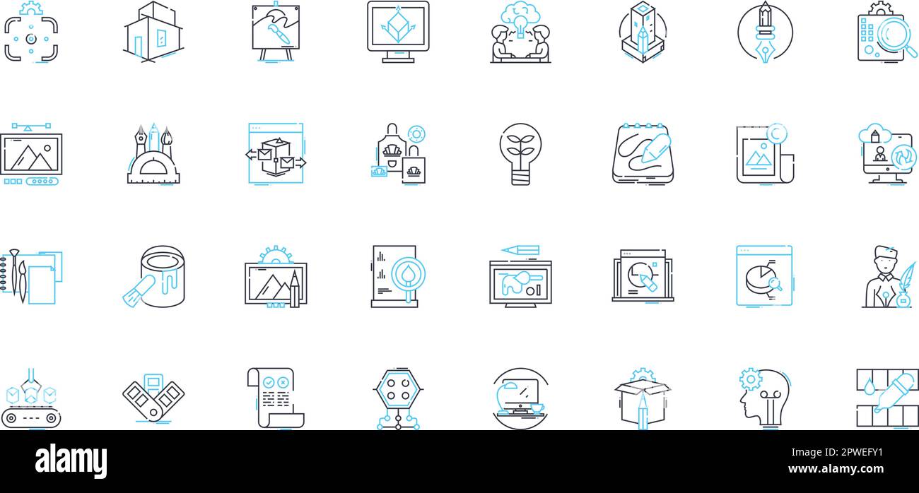 Graphic artist linear icons set. Creativity, Design, Illustration ...