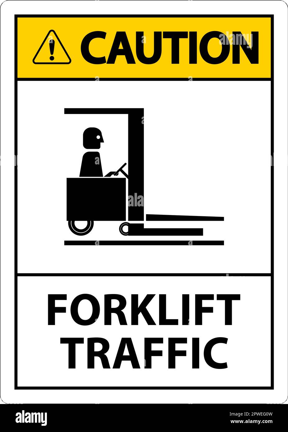 Caution Forklift traffic Floor Sign On White Background Stock Vector ...
