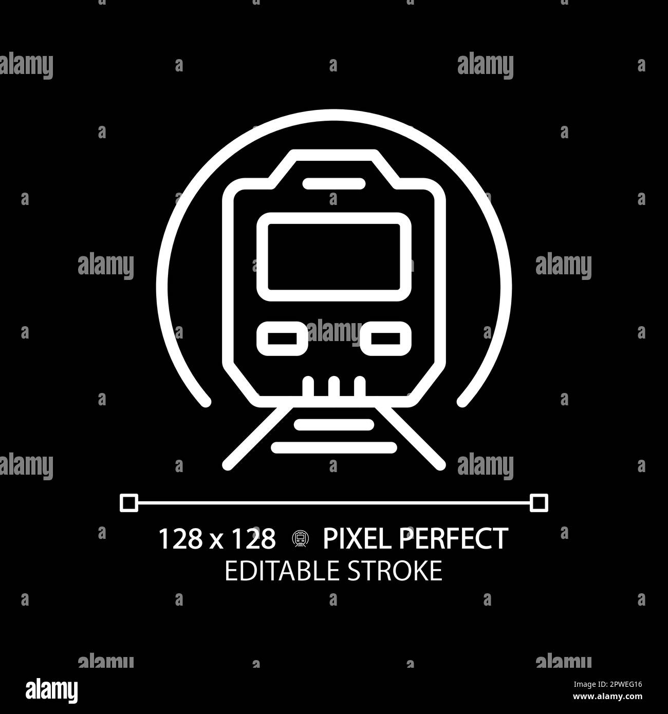 Metro train pixel perfect white linear icon for dark theme Stock Vector ...