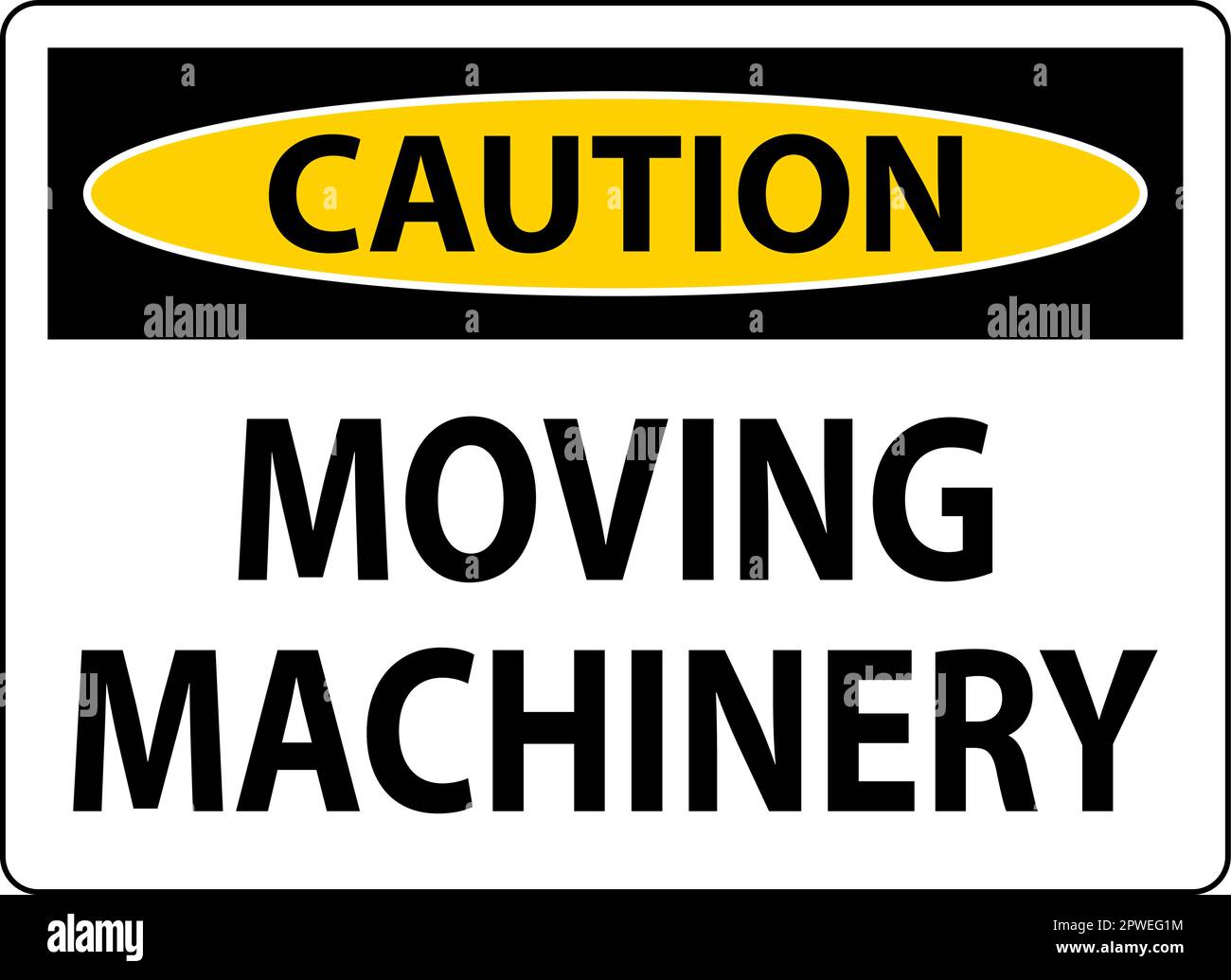 Caution Moving Machinery Sign On White Background Stock Vector Image ...