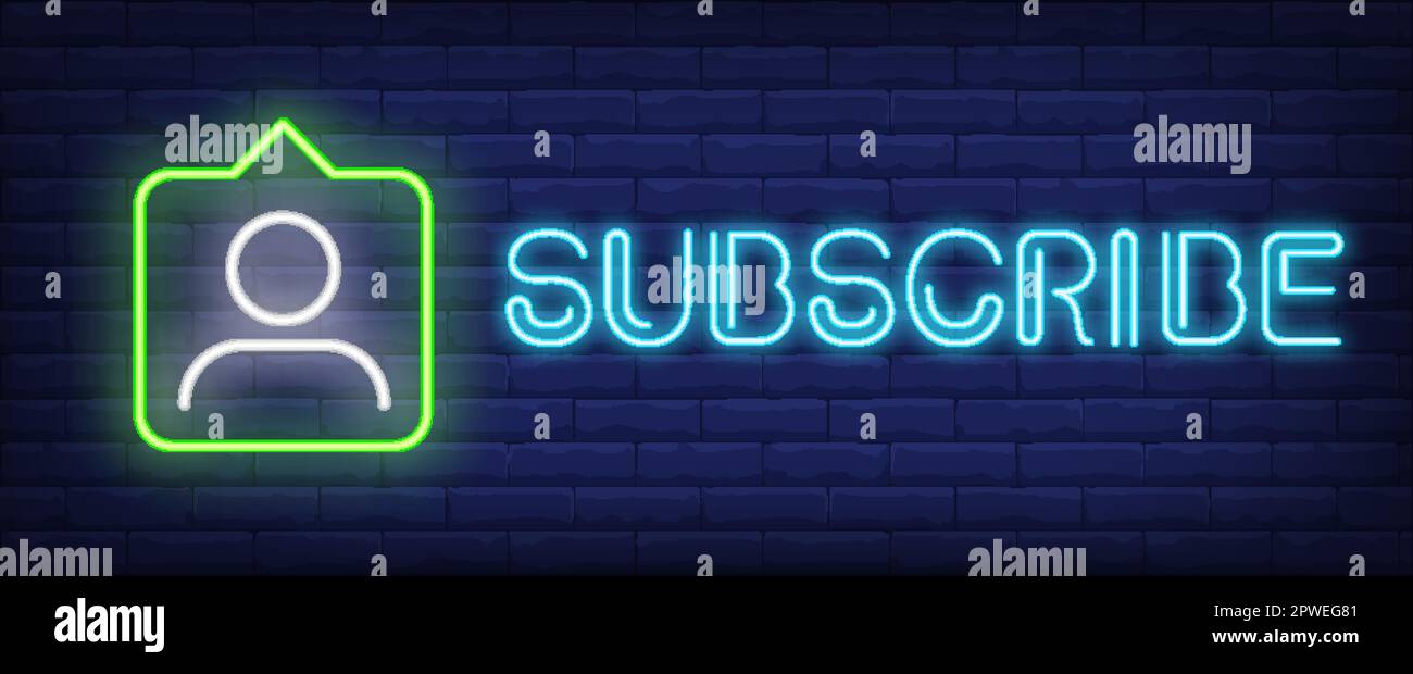 Subscribe neon text with avatar sign Stock Vector Image & Art - Alamy