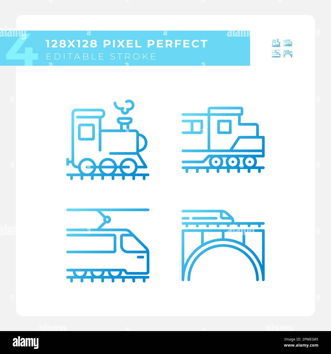 Locomotive pixel perfect gradient linear vector icons set Stock Vector Image & Art - Alamy