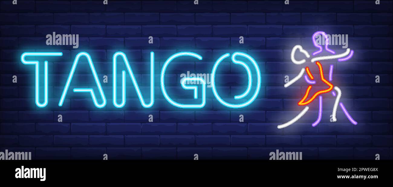Tango neon text with dancers couple dancing Stock Vector Image & Art ...