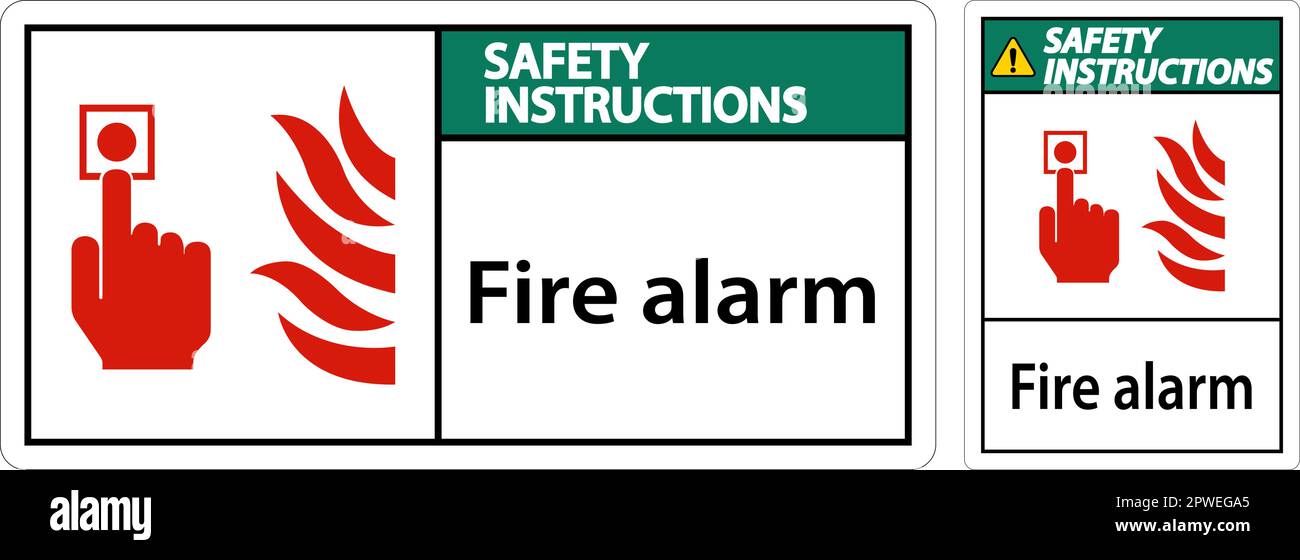 Safety Instructions Fire Alarm Sign On White Background Stock Vector ...