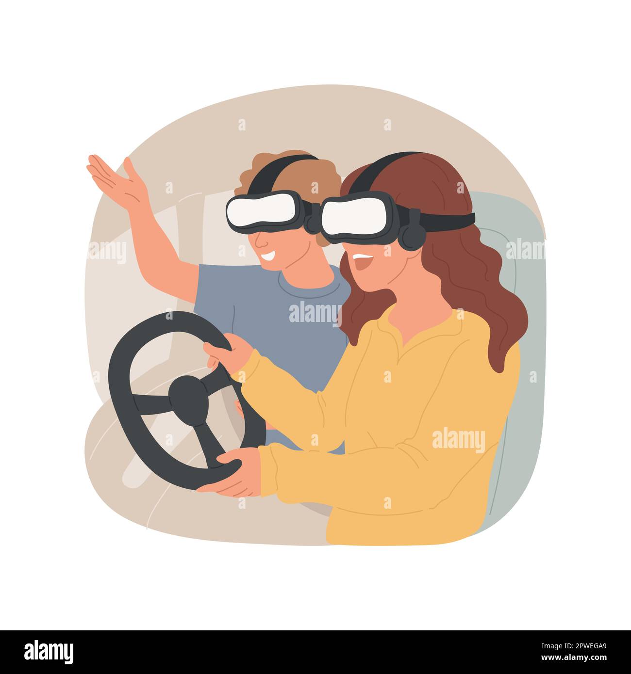 Driving game isolated cartoon vector illustration. Hanging out with ...