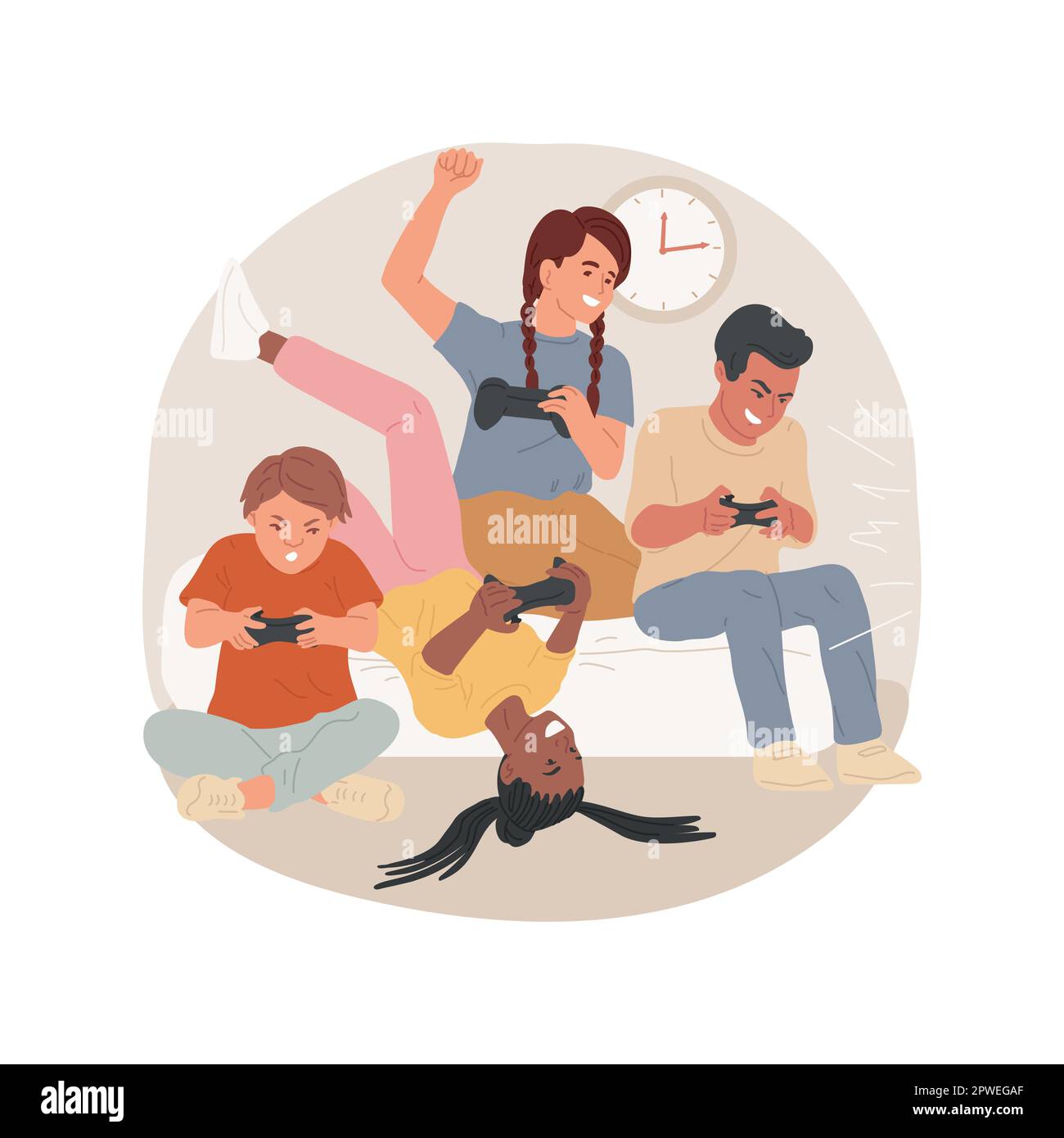 Game night isolated cartoon vector illustration. Teenage friends, video ...