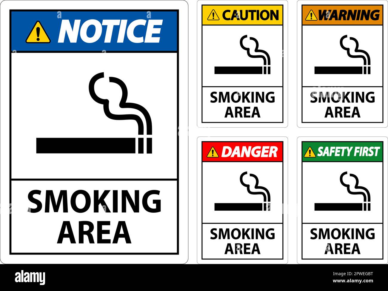 Sign showing allowed smoking area spots On White Background Stock ...