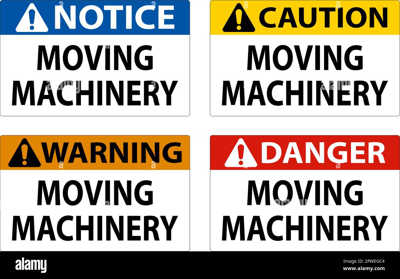 Danger Moving Machinery Sign On White Background Stock Vector Image ...