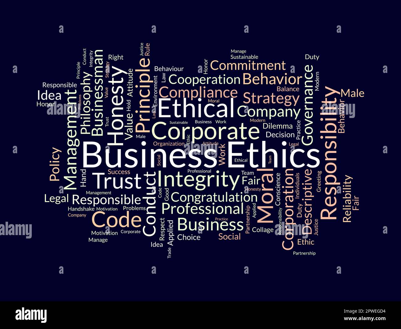 Word cloud background concept for Business Ethics. Corporate integrity ...