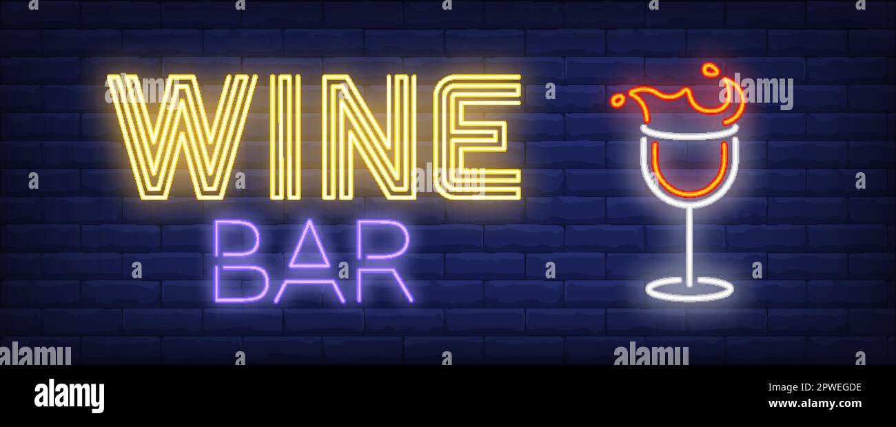 Wine service neon light hi-res stock photography and images - Alamy