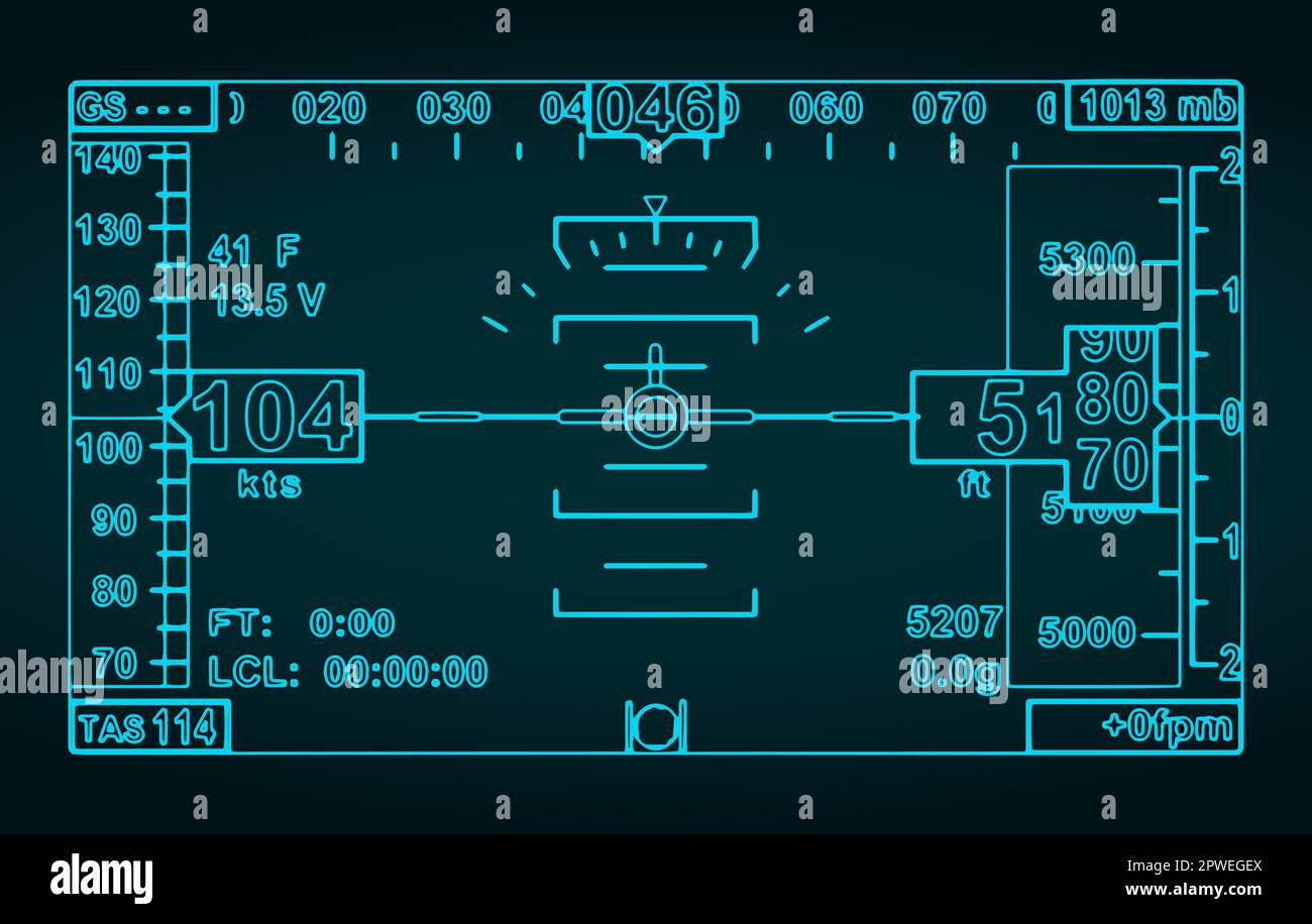 Stylized vector illustration of blueprint of mini Electronic Flight ...