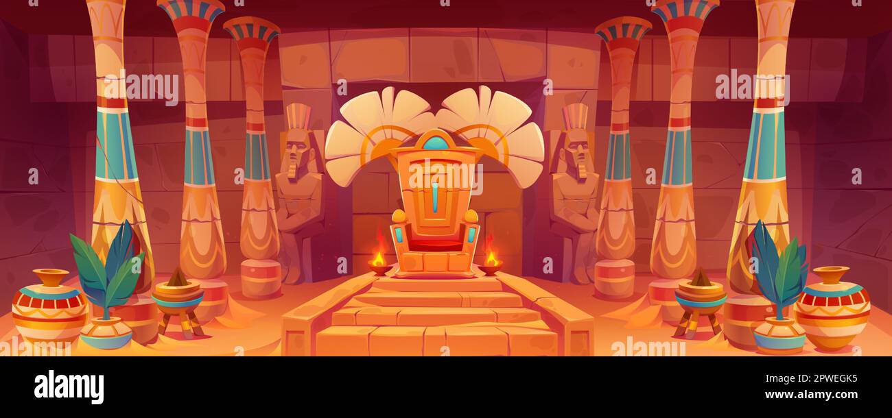 Ancient throne room in Egyptian palace. Vector cartoon illustration of ...