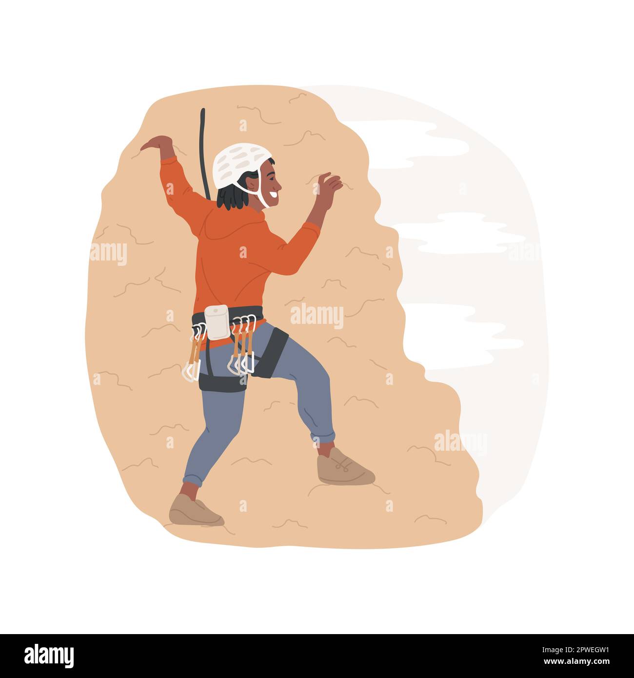 Climbing outdoors isolated cartoon vector illustration. Young teenager ...