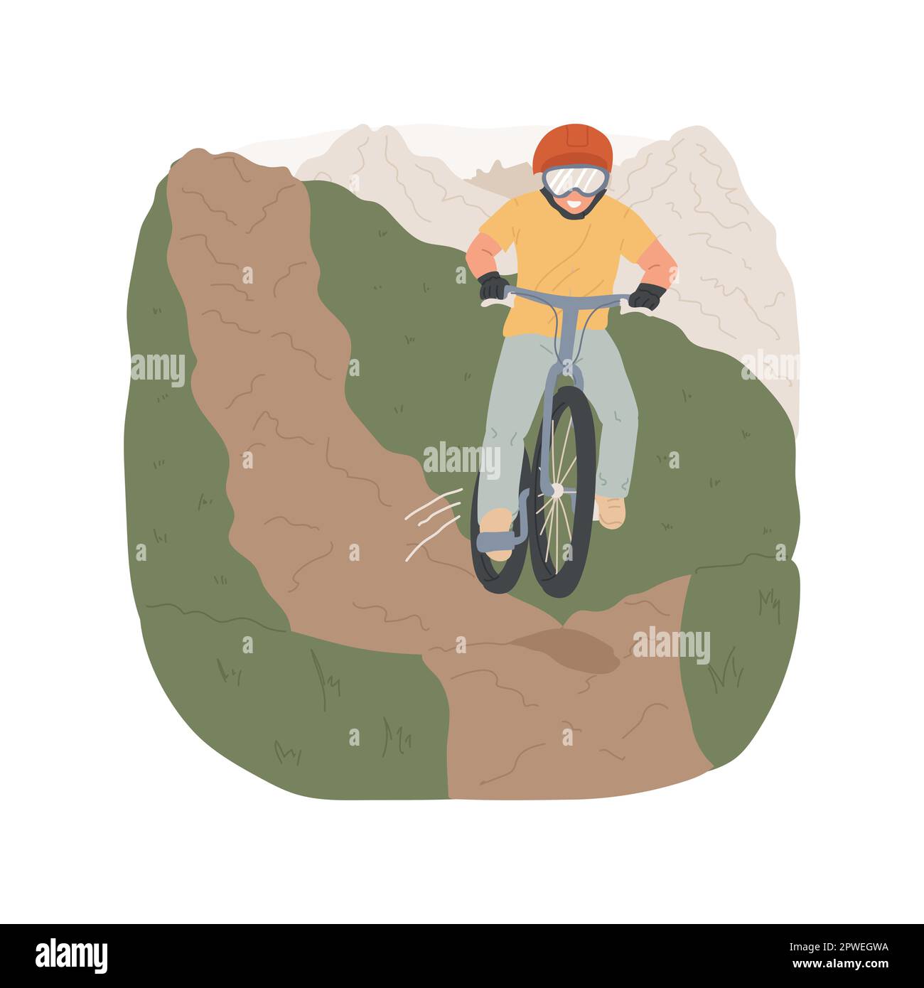 Downhill mountain biking isolated cartoon vector illustration. Young ...