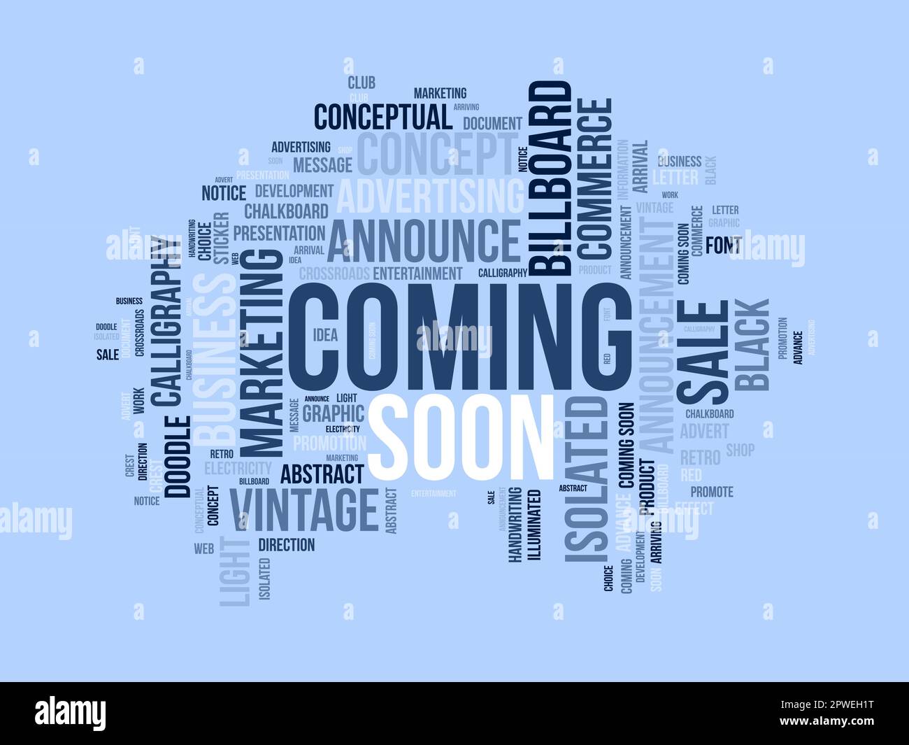 Word cloud background concept for coming soon. Business announcement ...