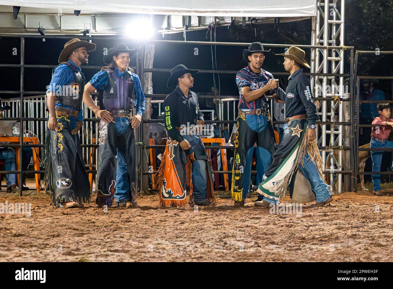 Itaja, Goias, Brazil - 04 21 2023: Opening bull rodeo event in a small ...