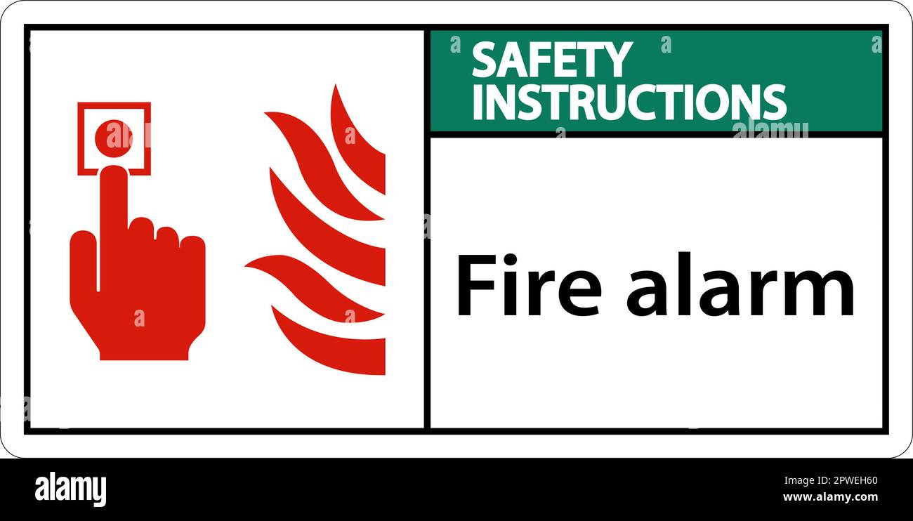 Safety Instructions Fire Alarm Sign On White Background Stock Vector ...