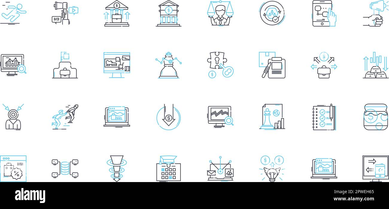 Capital structure linear icons set. Equity, Debt, Financing, Assets ...