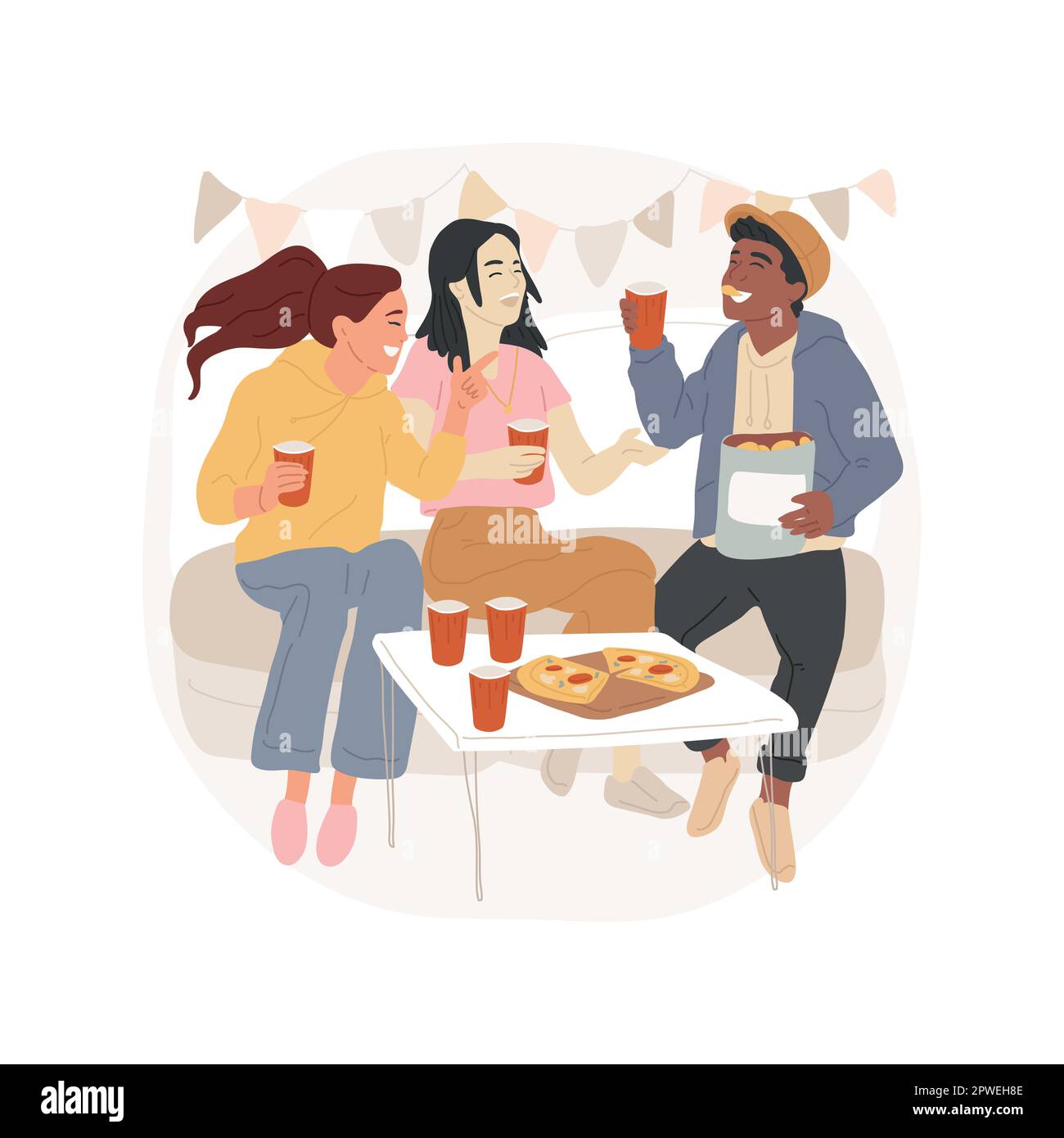 Home party isolated cartoon vector illustration. Friends having fun at ...