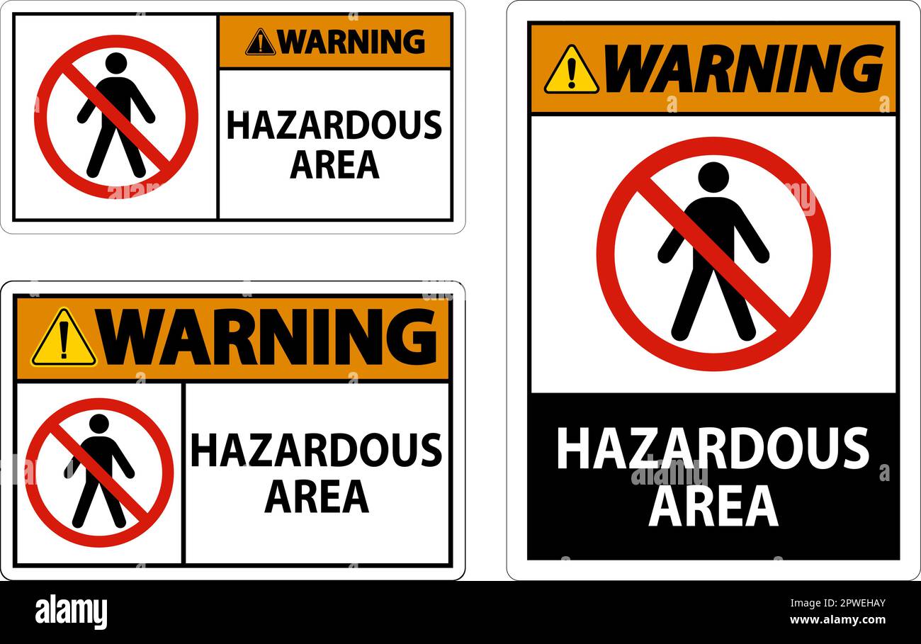 Warning Sign Hazardous Area Sign On White Background Stock Vector Image ...