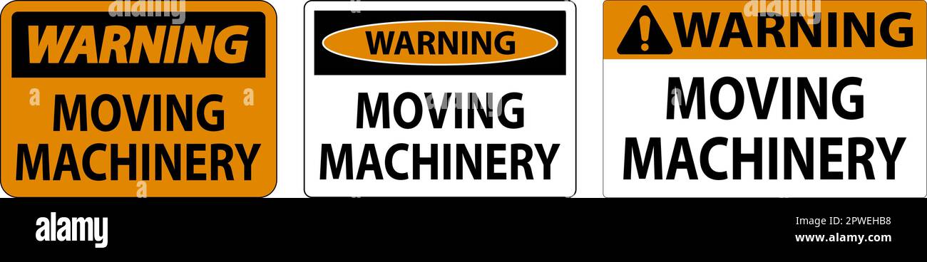 Warning Moving Machinery Sign On White Background Stock Vector Image ...