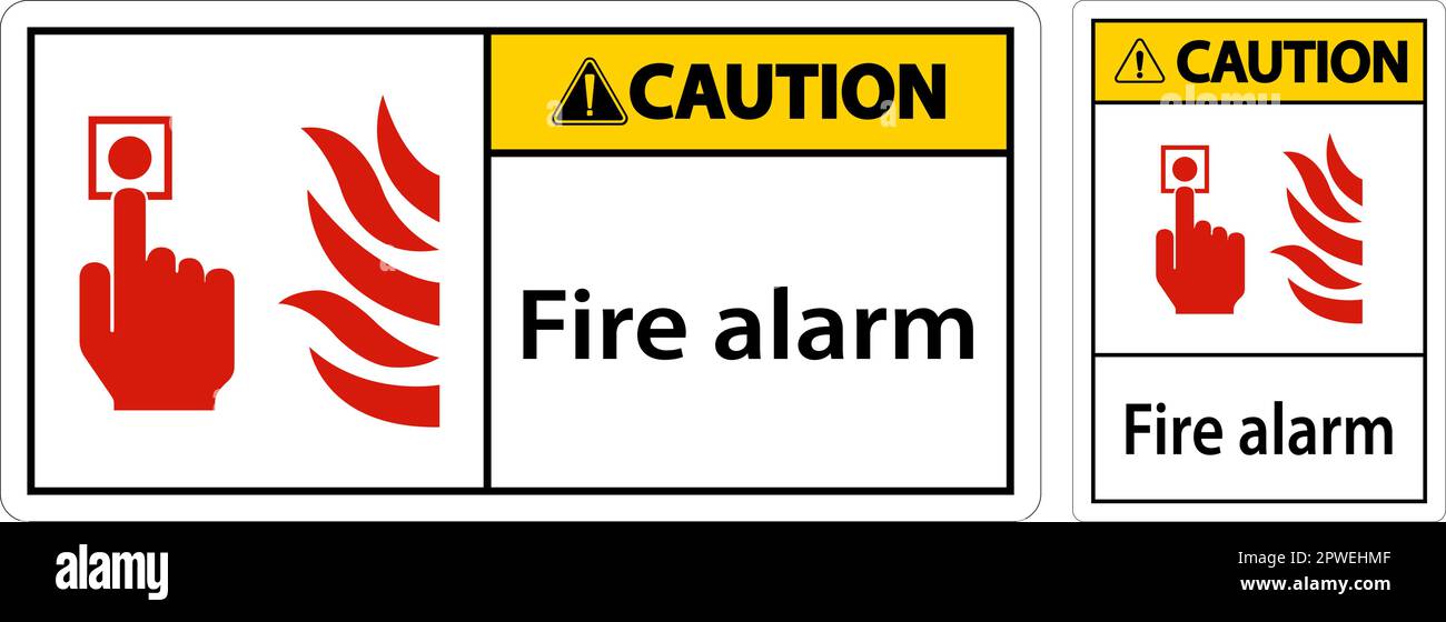 Caution Fire Alarm Sign On White Background Stock Vector Image & Art ...