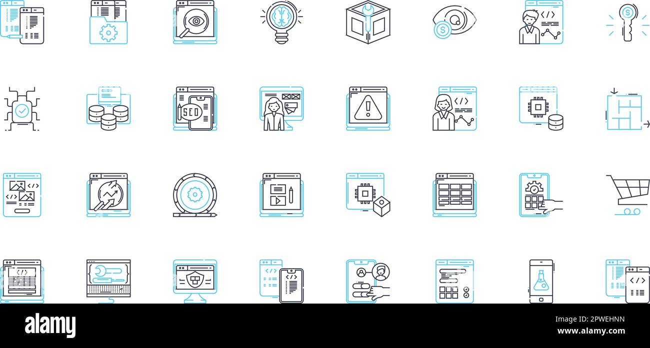 Brand marketing linear icons set. Positioning, Differentiation ...