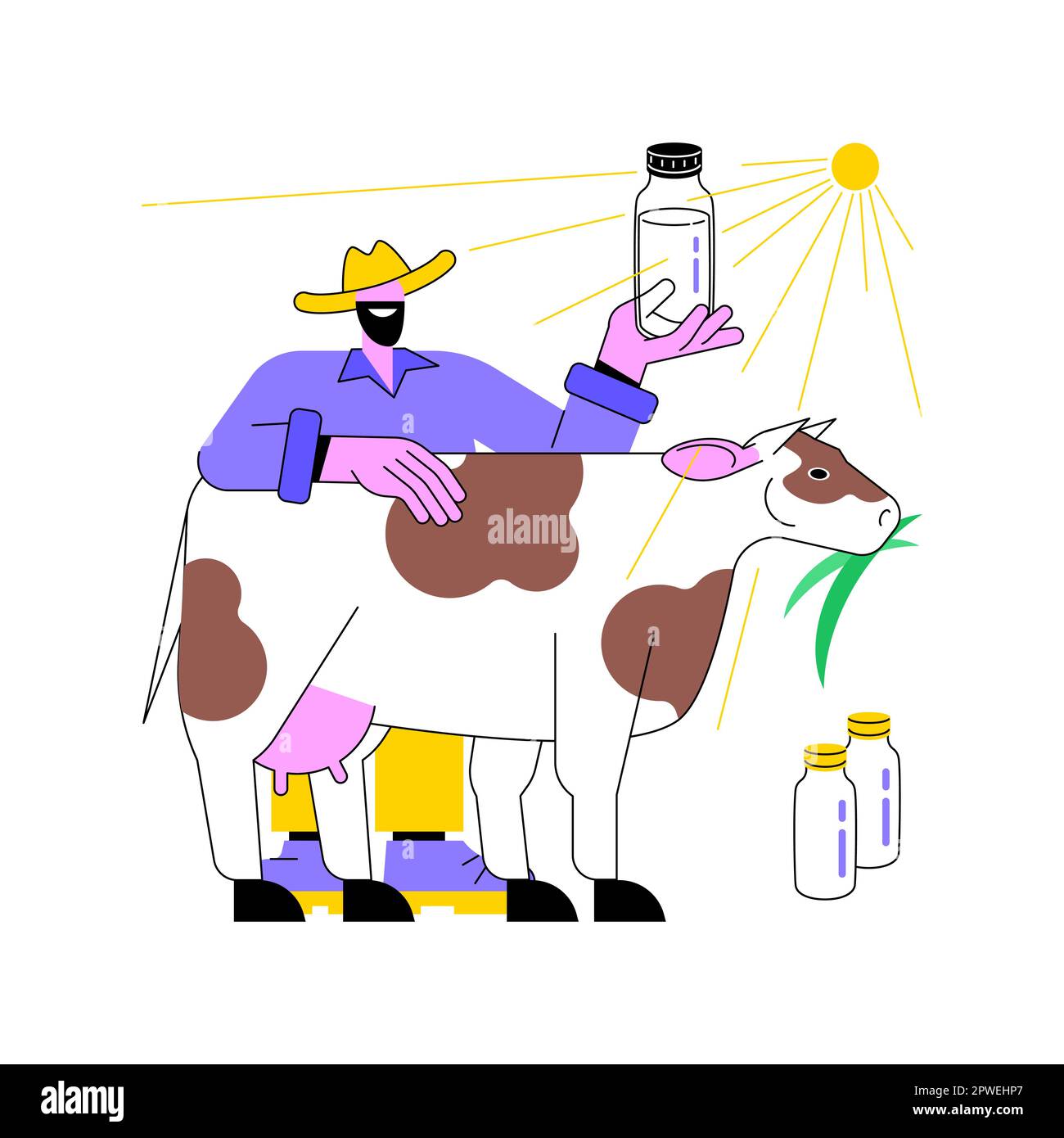Fresh milk production isolated cartoon vector illustrations. Hipster ...