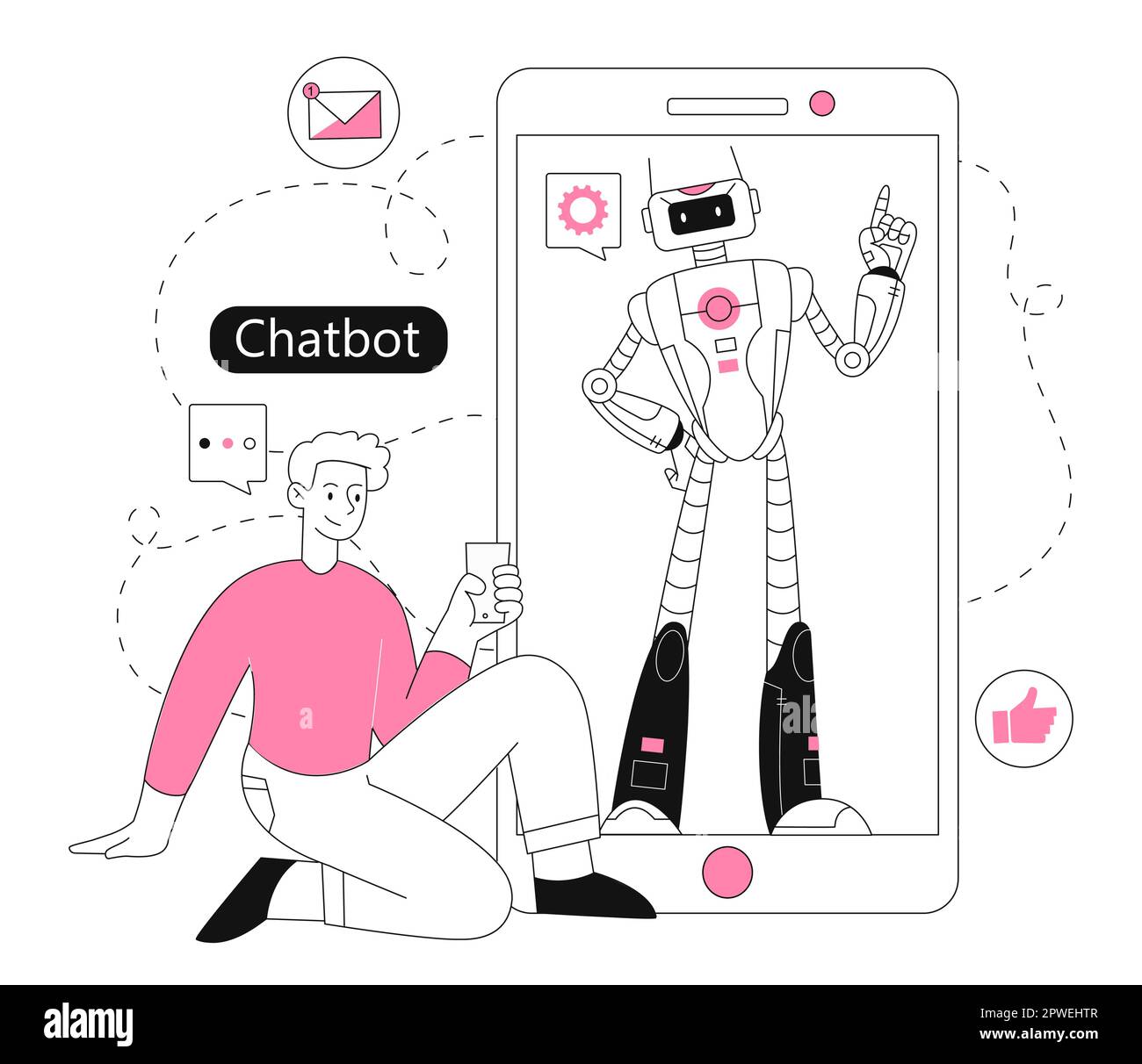 Robot icon chatbot outline hi-res stock photography and images - Alamy