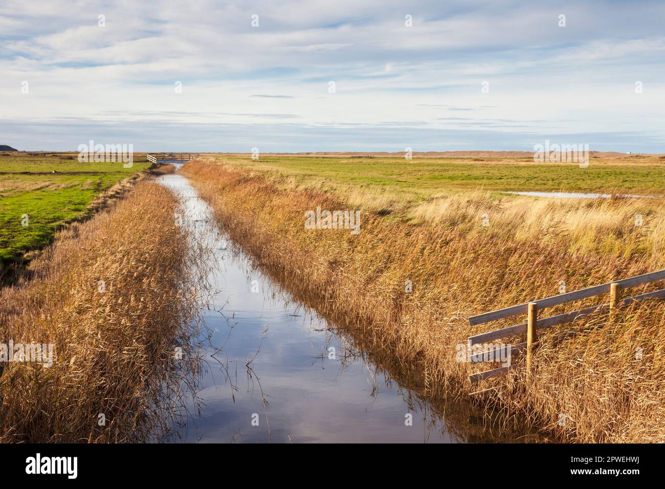 Drainage channel, Cley Marsh, North Norfolk, UK Stock Photo - Alamy